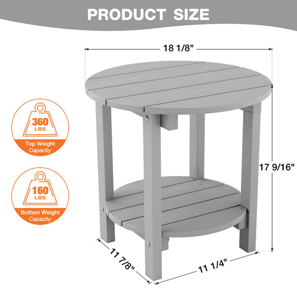YEFU 18" Grey Adirondack Table – UV-Proof & Water-Resistant Side Table