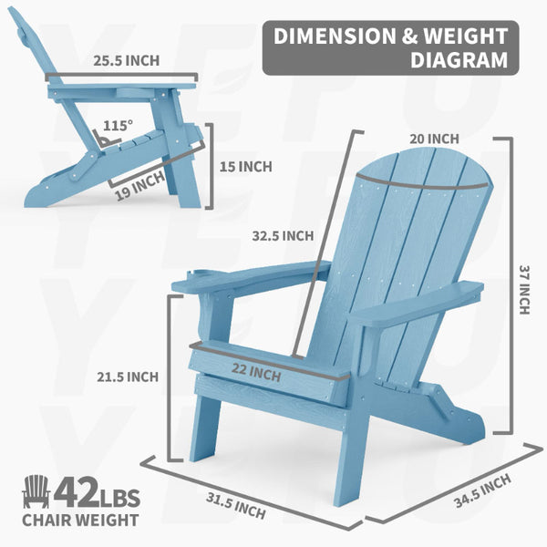 YEFU Oversized Folding Adirondack Chair with Cup Holder