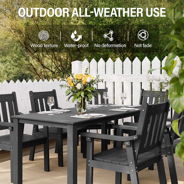 YEFU Dark Grey 7-Piece Patio Dining Set for 6 – Weather-Resistant